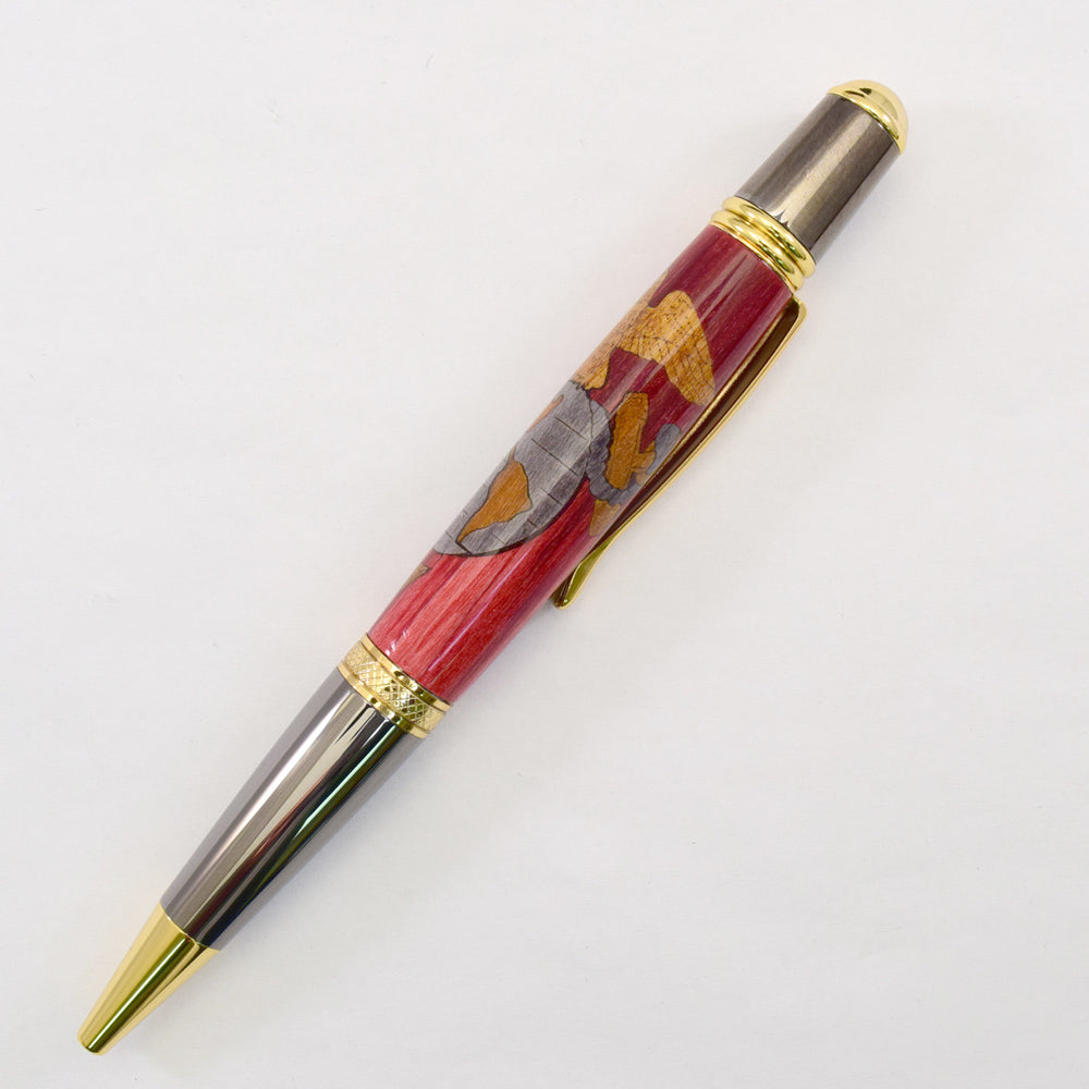 Marine Inlay Sahara Chrome Ballpoint Twist Pen with Custom Engraved Bo